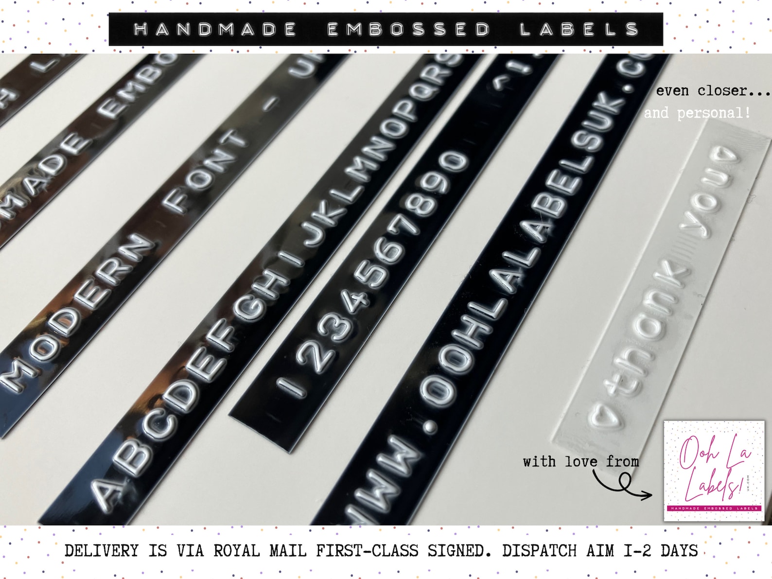 Custom Black Embossed Labels: Modern Typewriter Style, Pantry ...