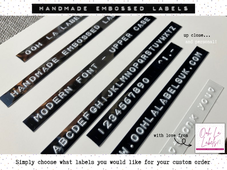 Custom Embossed Labels, Vintage Embossed Labels, Typewriter Style ...