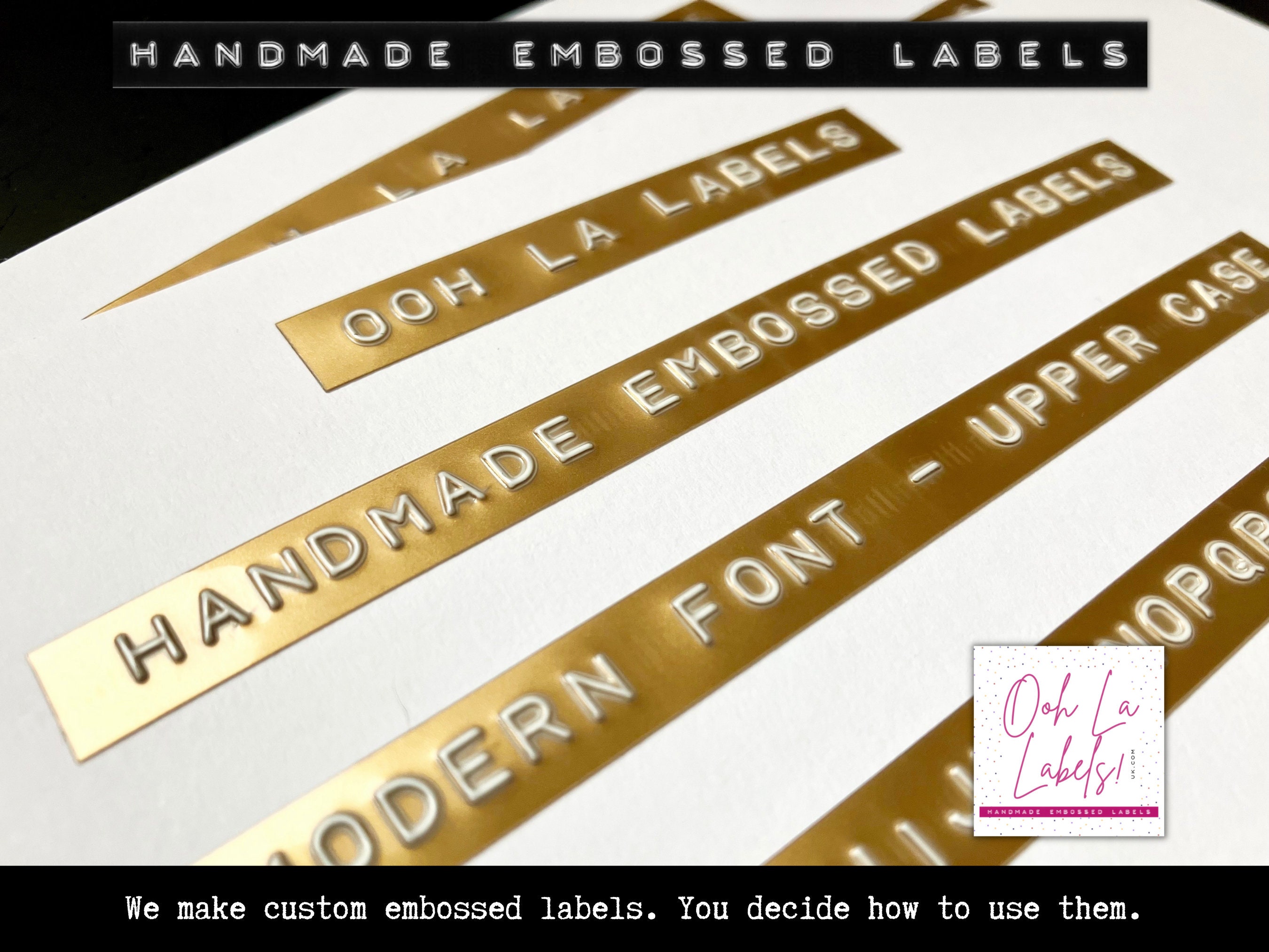 Gold Custom Embossed Stickers: Modern Font Labels - Etsy