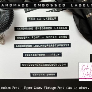 Black Modern Typewriter Style Custom Embossed Labels, Retro Embossed ...