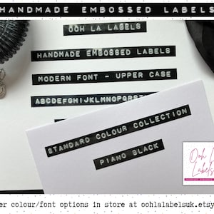 Black Modern Typewriter Style Custom Embossed Labels, Retro Embossed ...