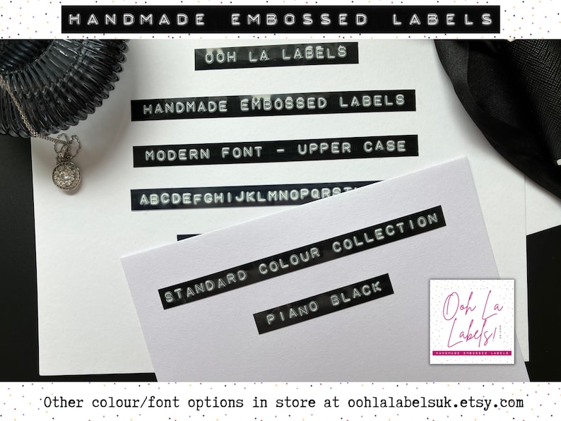 Black Modern Typewriter Style Custom Embossed Labels Retro - Etsy