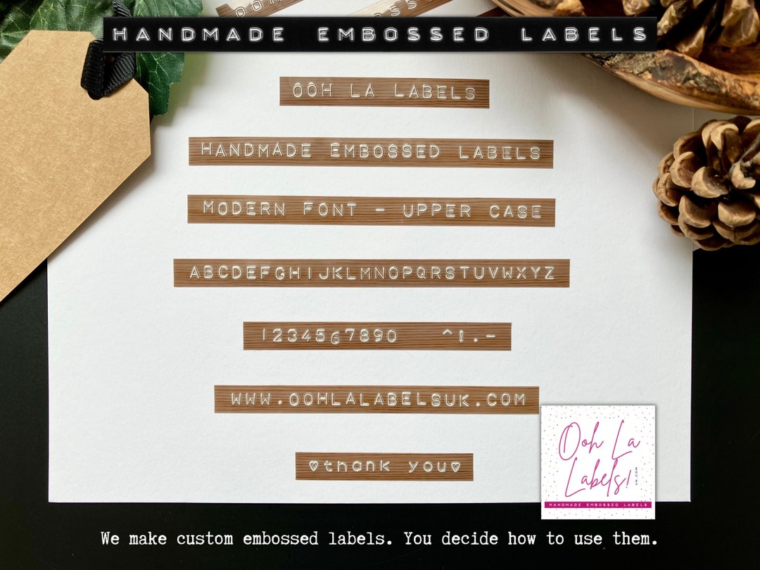 Woodgrain Effect Modern Custom Embossed Labels, Retro Typewriter ...