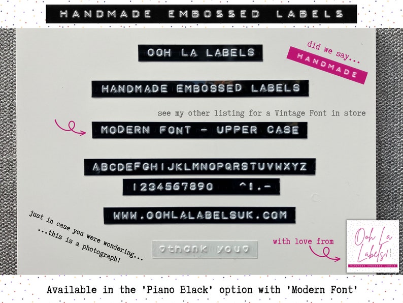 Custom Black Embossed Labels: Modern Typewriter Style, Pantry ...
