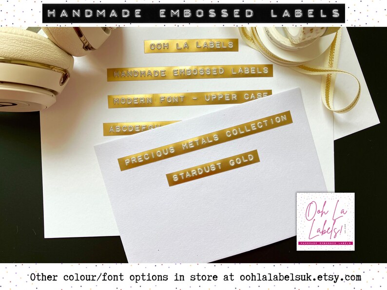 Gold Custom Embossed Stickers: Modern Font Labels - Etsy
