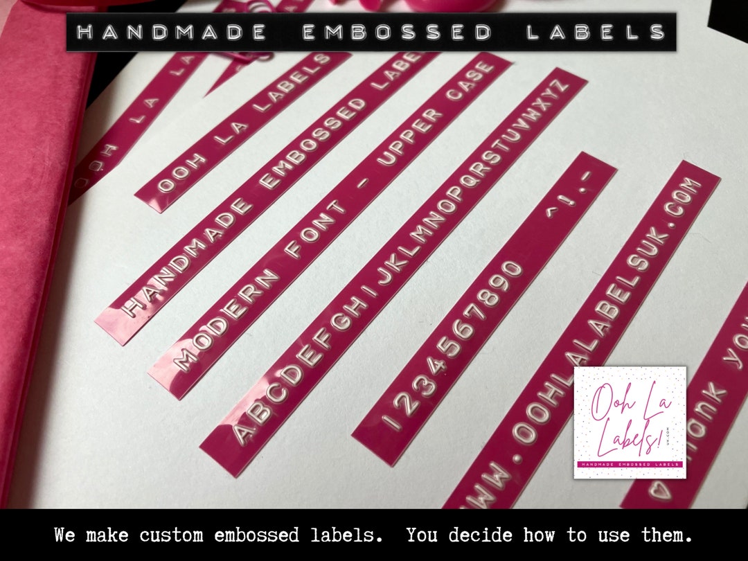 Antique Pink Modern Typewriter Style Custom Embossed Labels, Retro ...