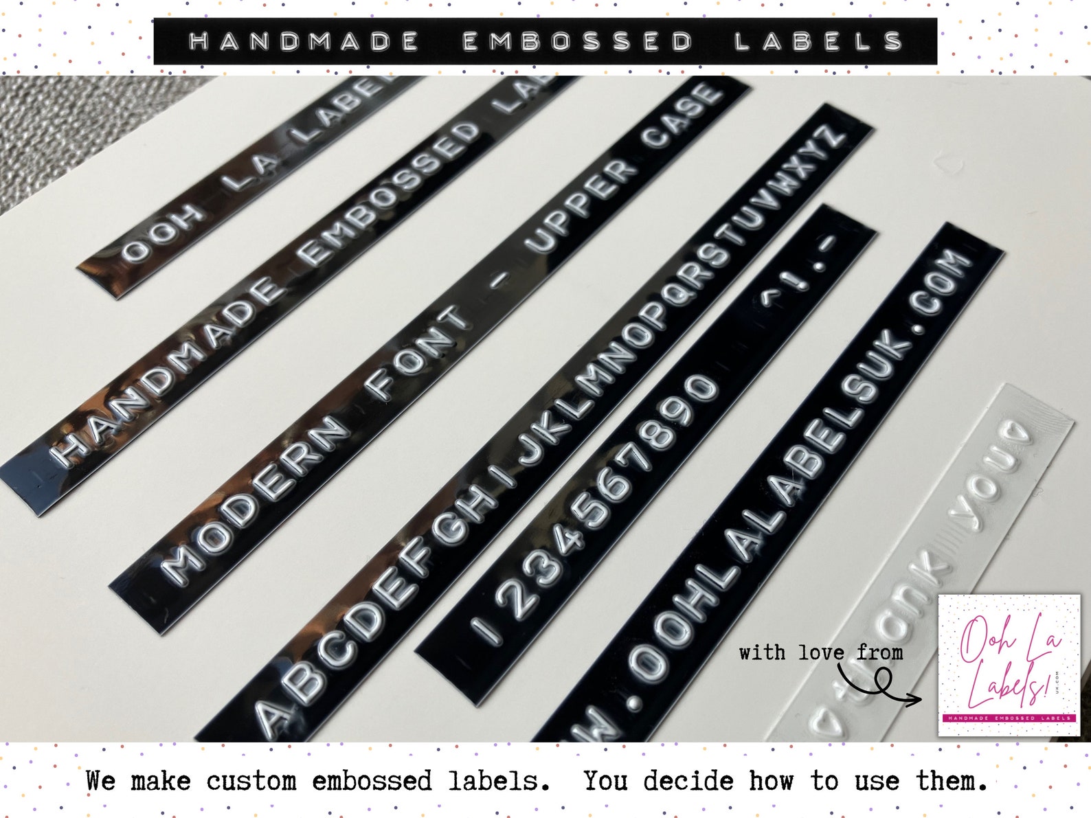 Custom Embossed Labels, Vintage Embossed Labels, Typewriter Style ...