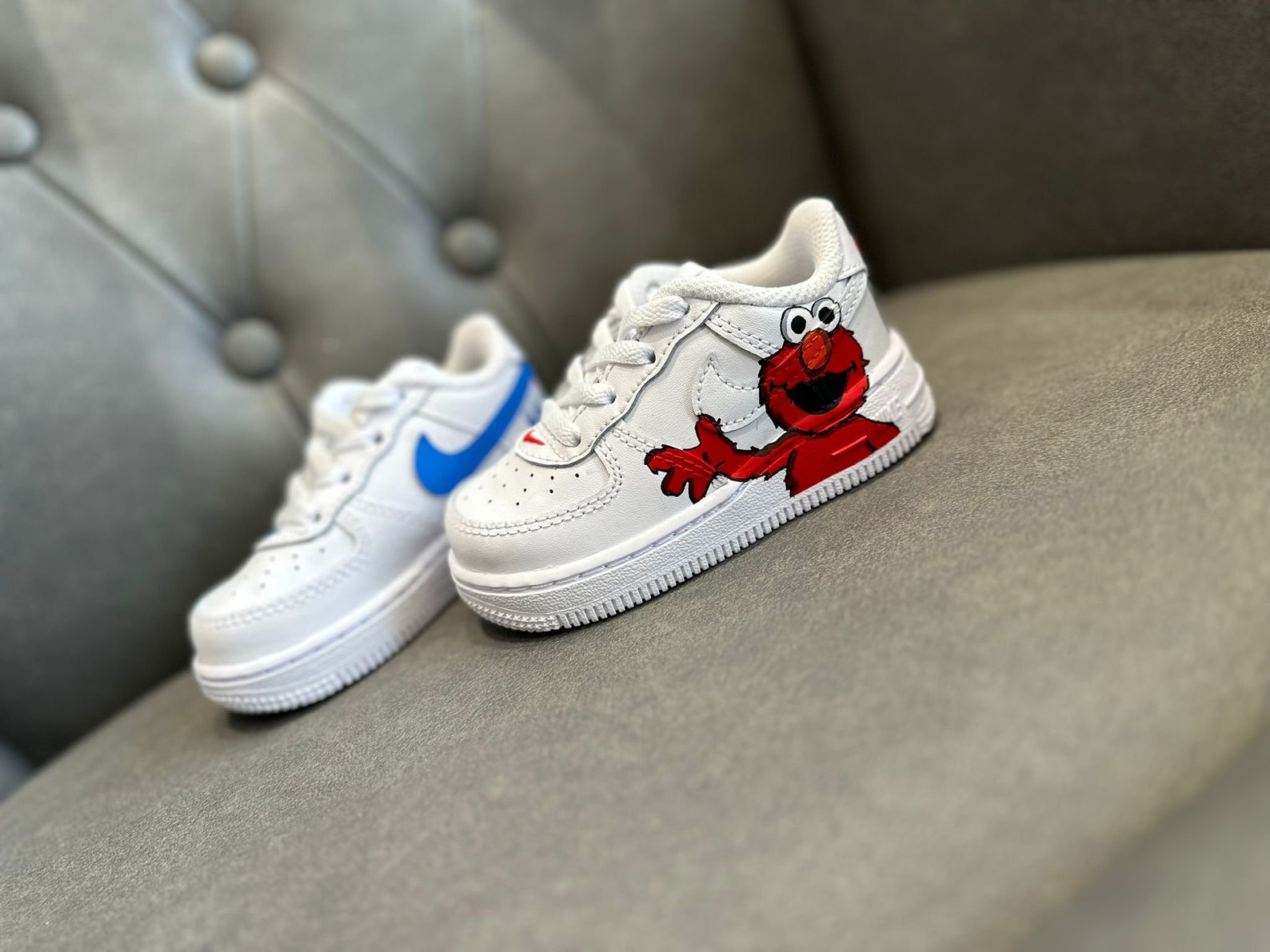 Sesame Street Elmo Cookie Monster Inspired Air Force 1 Trainers ...