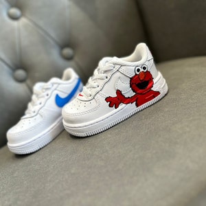Sesame Street Elmo Cookie Monster Inspired Air Force 1 Trainers ...