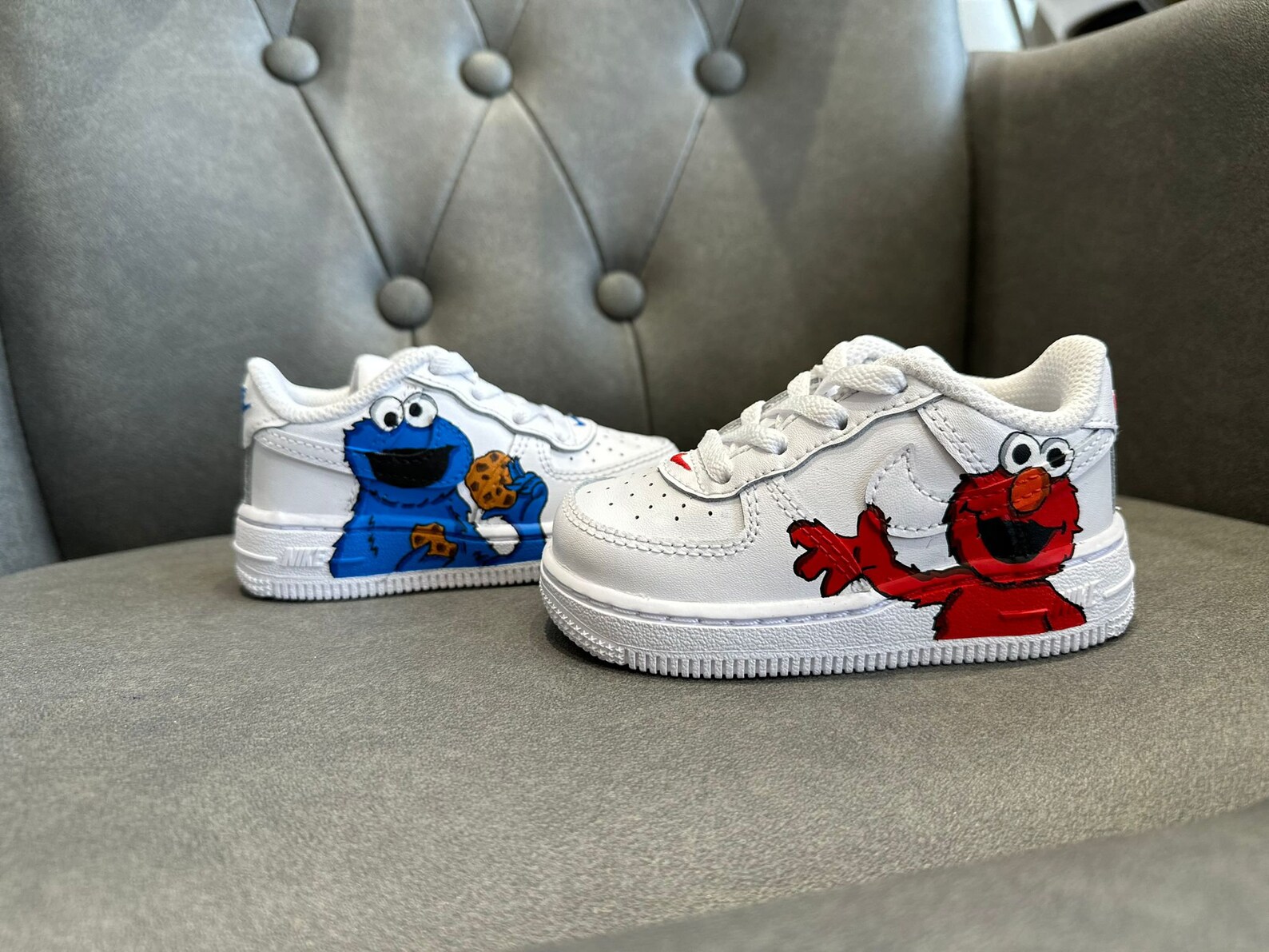 Sesame Street Elmo Cookie Monster Inspired Air Force 1 Trainers ...