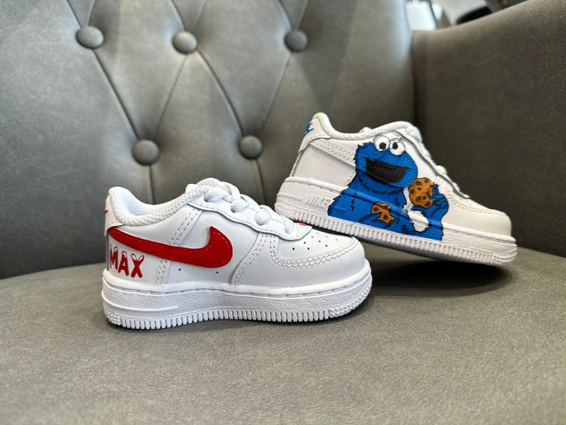 Sesame Street Elmo Cookie Monster Inspired Air Force 1 Trainers ...