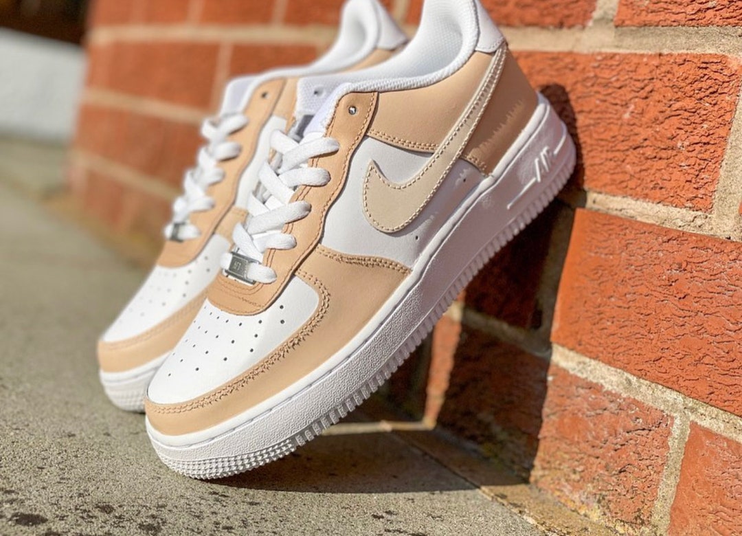 Coffee Beige Custom Air Force 1 Trainers Sneakers - Etsy