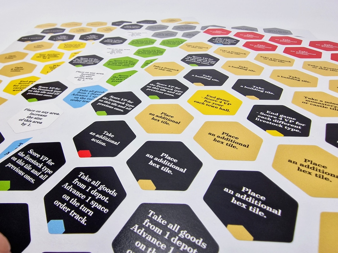 COLOR MACHED Stickers for Hexagonal Acrylic Tiles in 'castles of ...