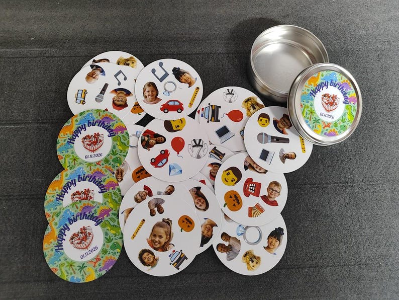 Custom Printed Dobble Style Game in Personalized Metal Tin | Custom ...