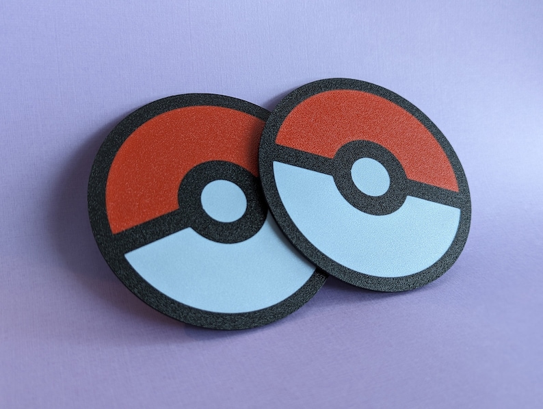 Pokeball Coaster, Pokemon Gift, Multi-colored Set of 4 Coasters, Fun ...