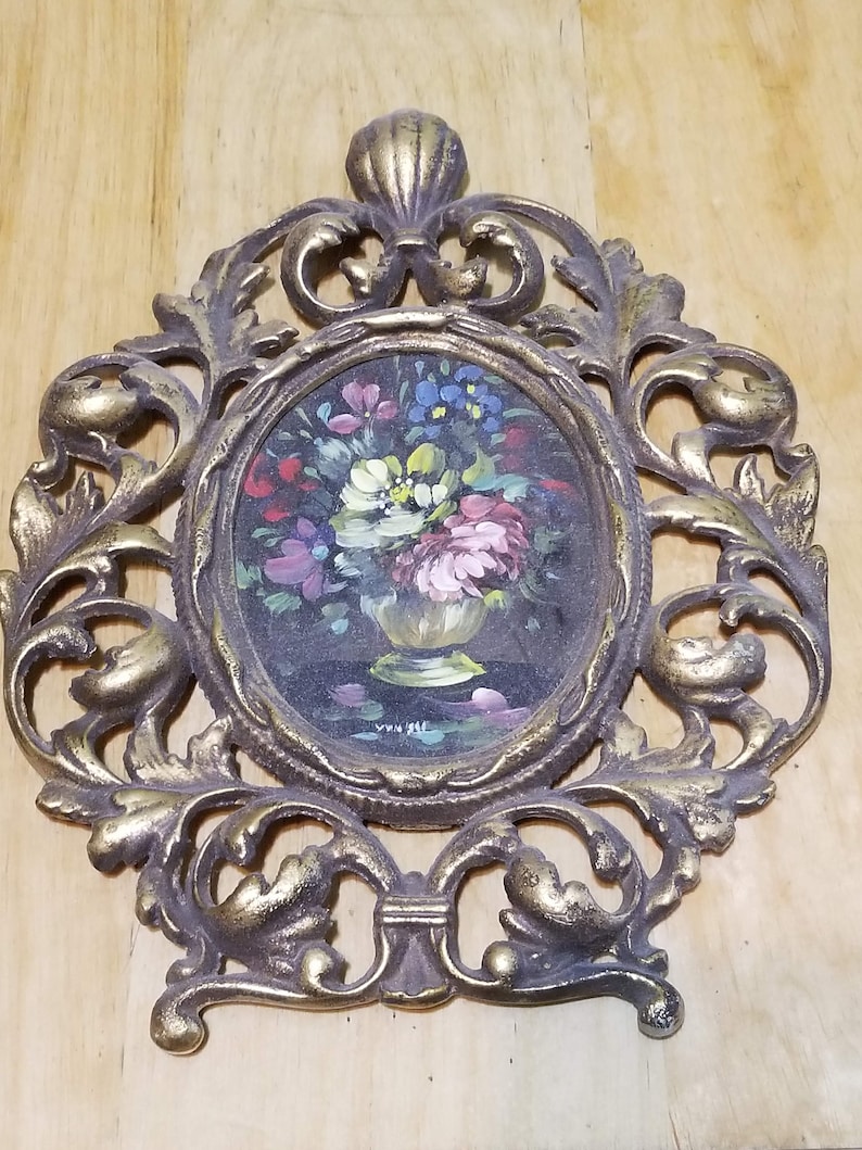 Rare Andrew Kolb & Sons Signed Hand Painted Oil Flowers in Vase W/frame ...