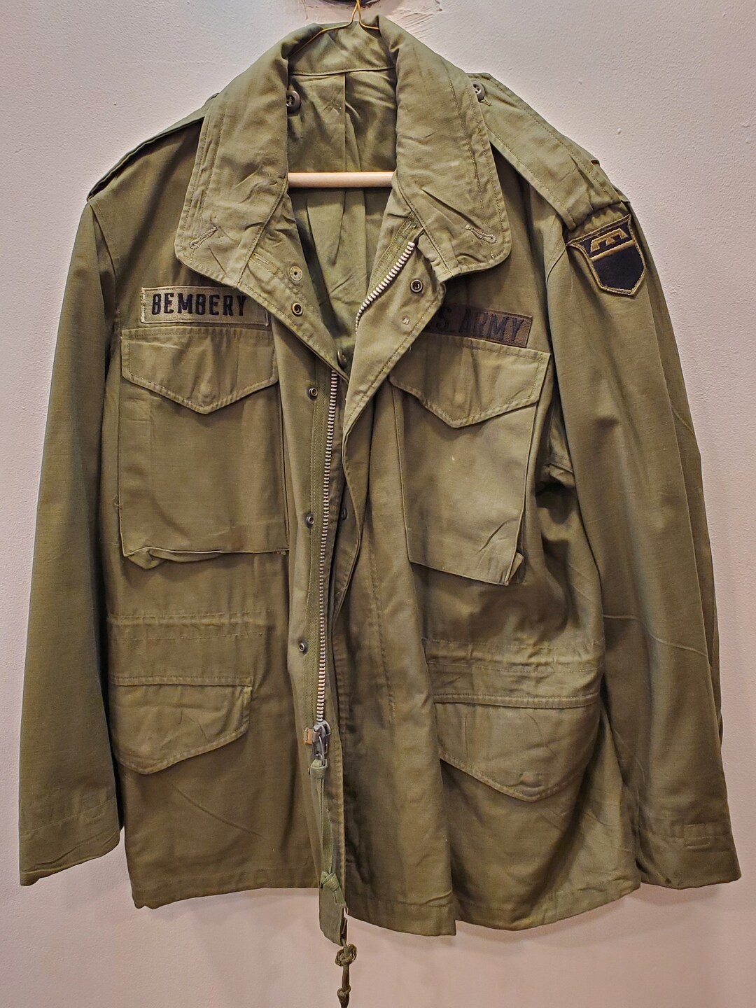 Original US Army 1967 M65 OG-107 Sateen Field Jacket sz. Short Medium ...