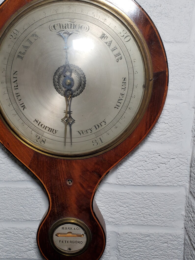 Antique mark & Co Mahogany Wheel Barometer 10 - Etsy