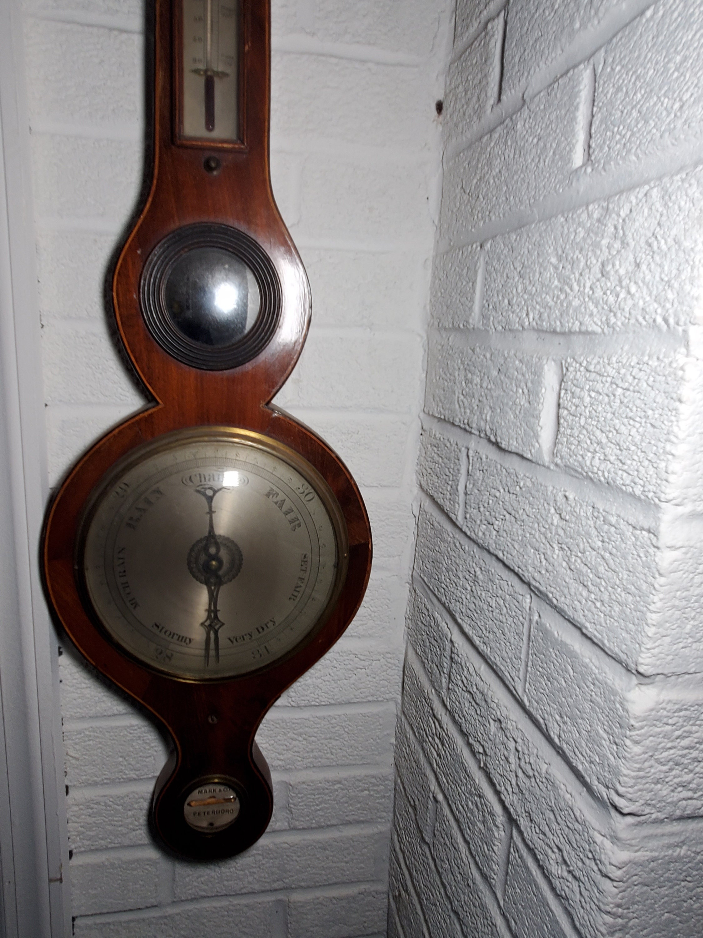 Antique mark & Co Mahogany Wheel Barometer 10 - Etsy