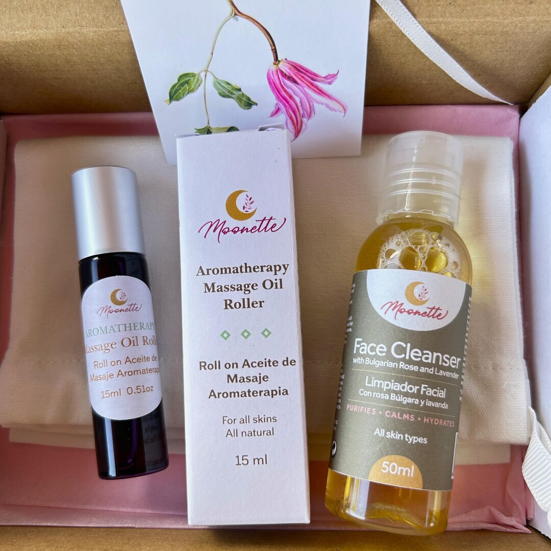 Relaxing Wellness Gift Kit Roll on Massage Oil Lavender Organic Face ...