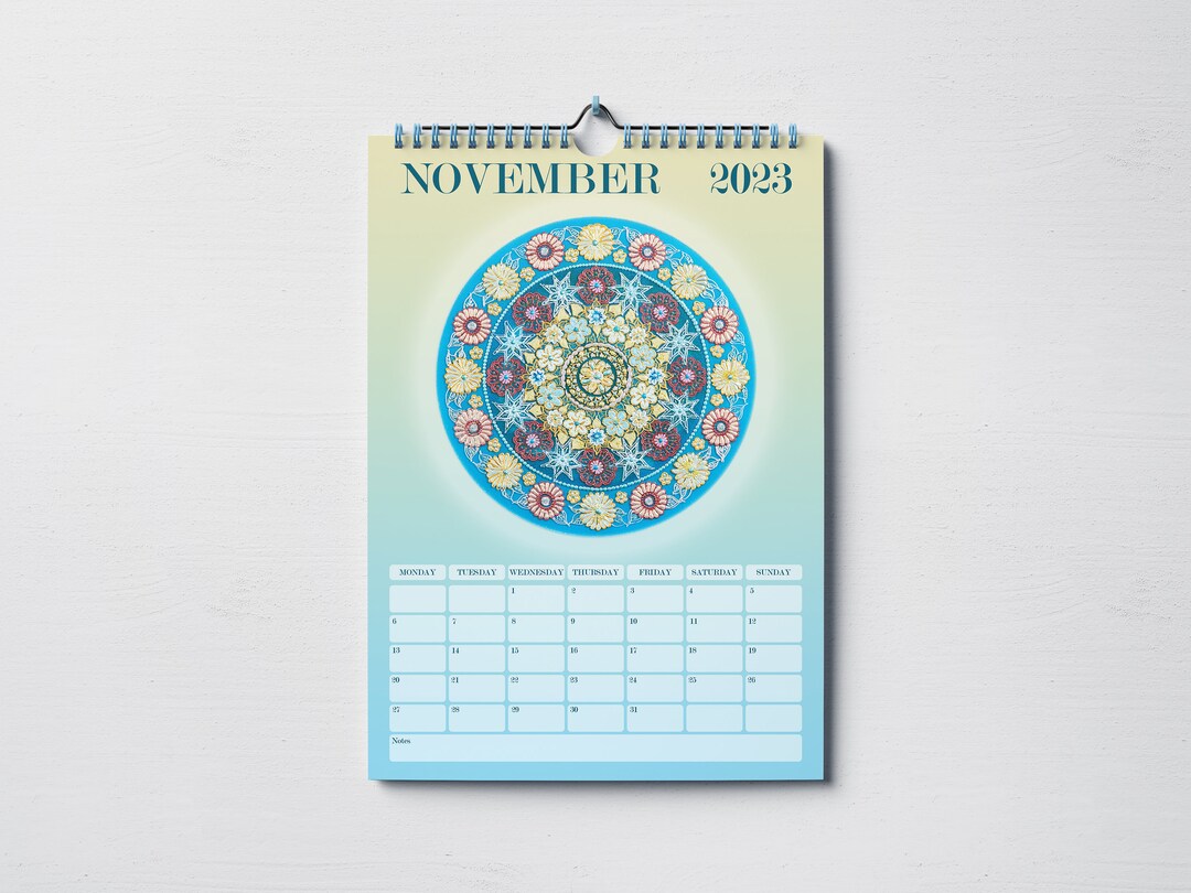 2023 Printable Mandala Calender, Print at Home Mandala Calender, Print for Yourself Calender ...