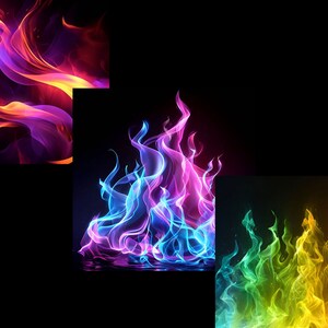 Rainbow Fire Background Textures: Ombre Flame Digital Paper (digital ...