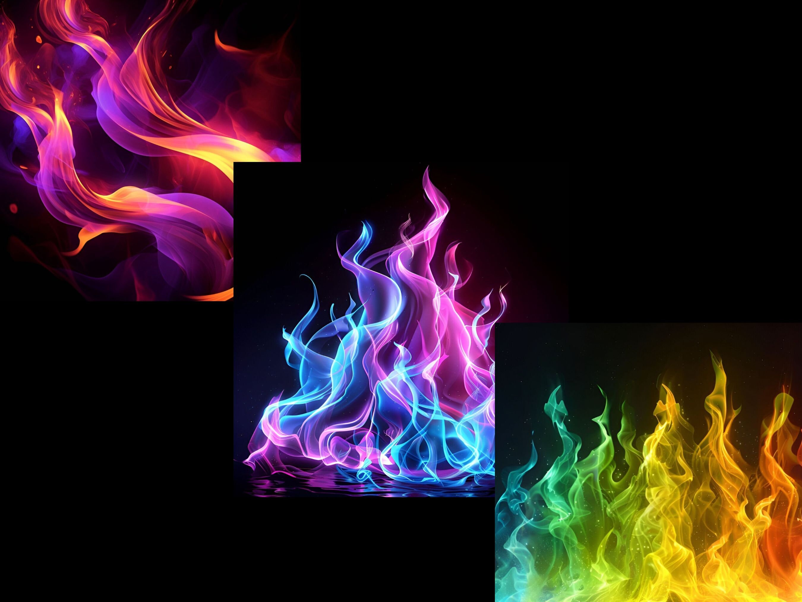 Rainbow Fire Background Textures: Ombre Flame Digital Paper (digital ...