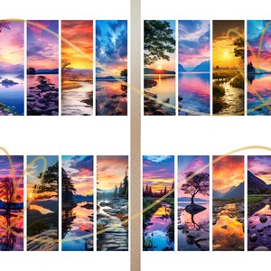 Mountain Lake Sunset Bookmarks: Printable Landscape Set (digital ...