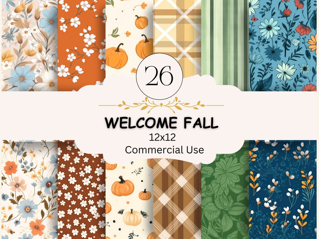 Fall Digital Paper Bundle, Printable Autumn Pumpkin Floral Pages, Junk ...