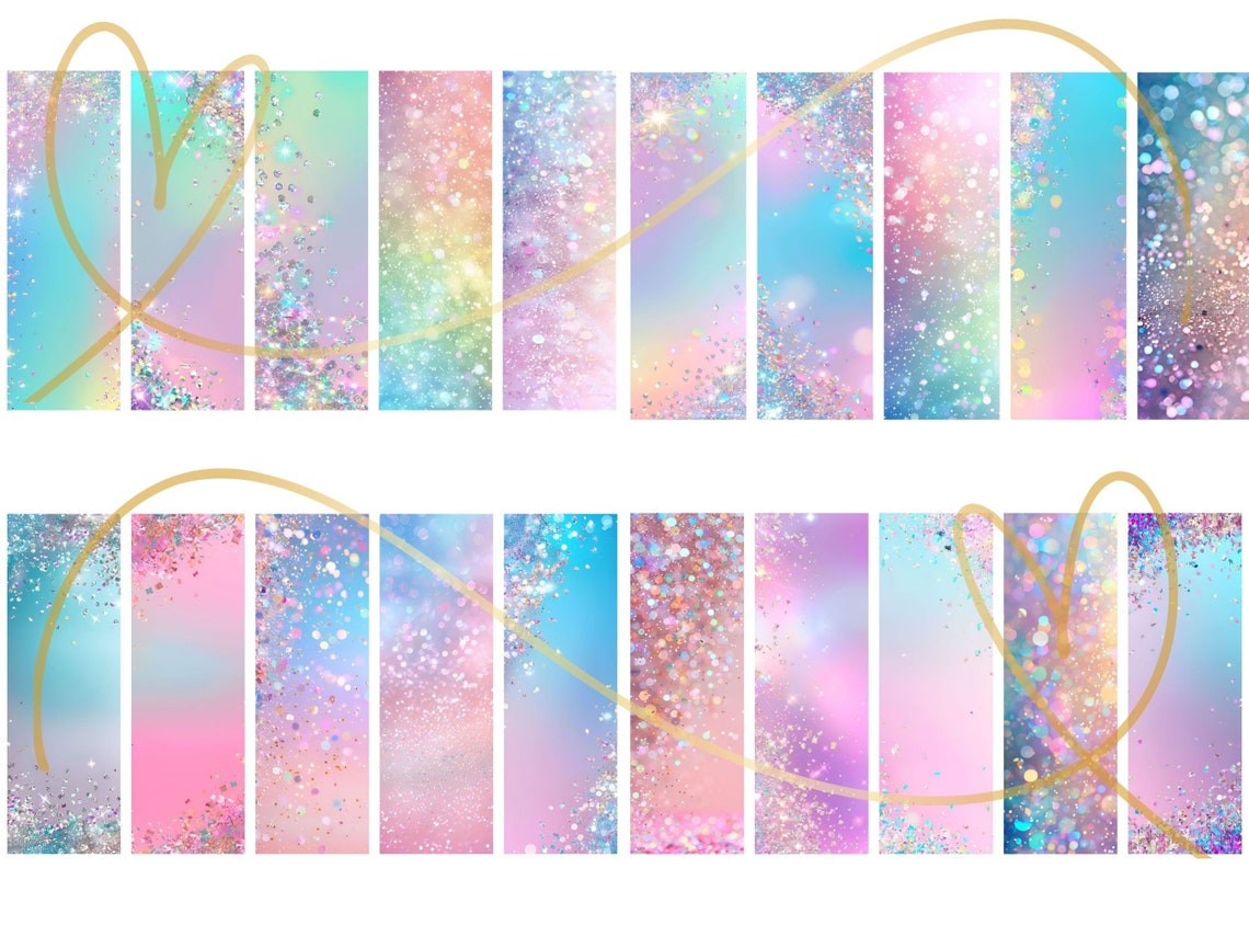 Unicorn Glitter Bookmarks: Pastel Ombre Design (PNG/JPG Digital ...
