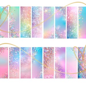 Unicorn Glitter Printable Bookmarks Bundle, Set of 20 PNG/JPG, Pastel ...