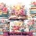 Watercolor Boho Floral Books Clipart, Book Clip Art, Book Bundle PNG ...