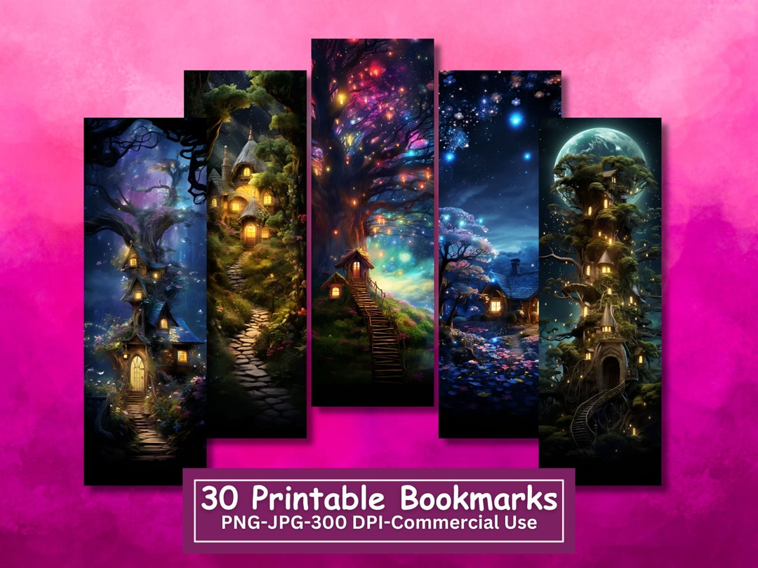 Fairy Houses Printable Bookmarks: Fantasy Forest Set (PNG/JPG) - Etsy