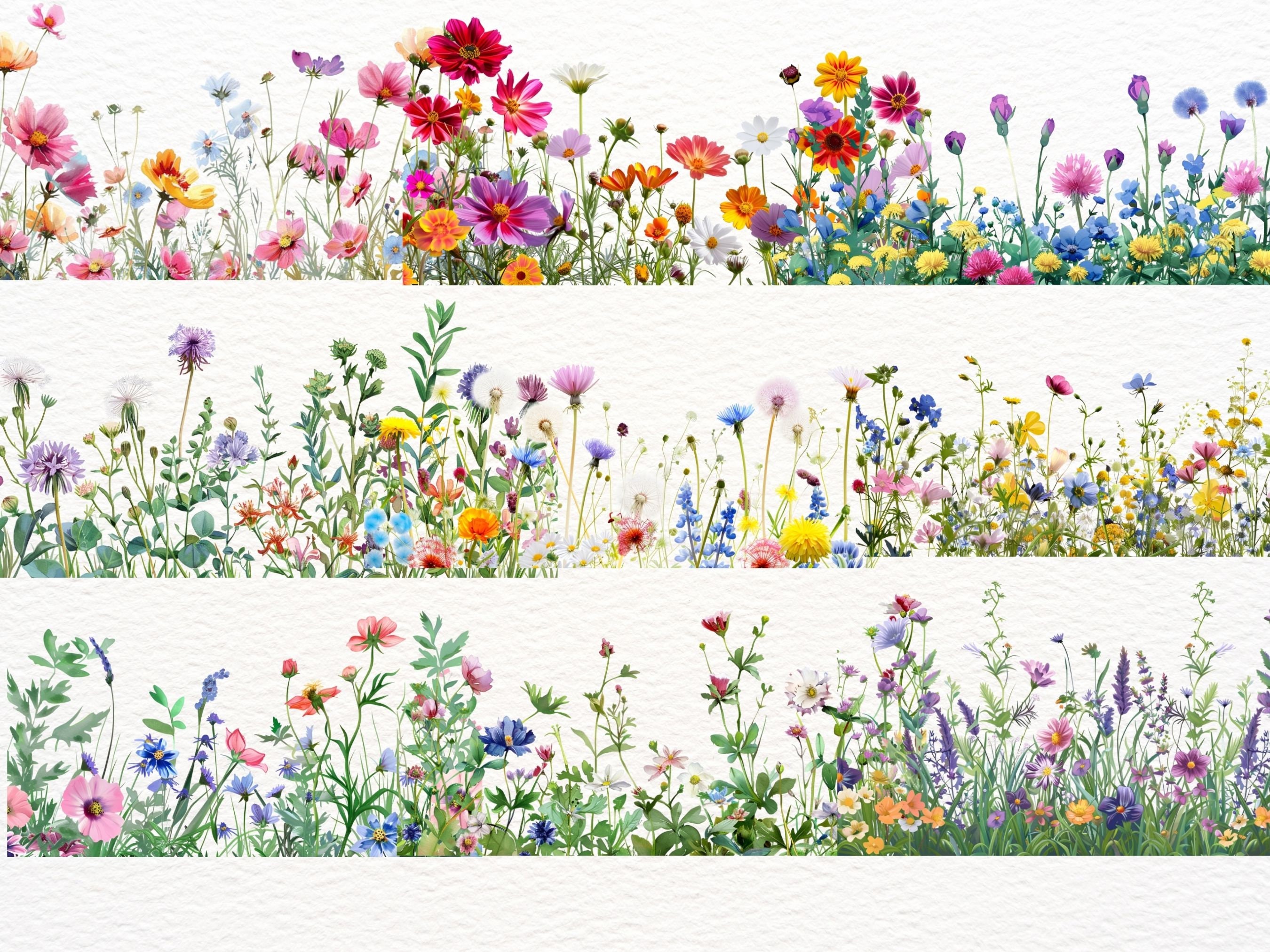 Wildflower Borders Clipart Bundle: Spring Meadow Pngs (digital Download ...