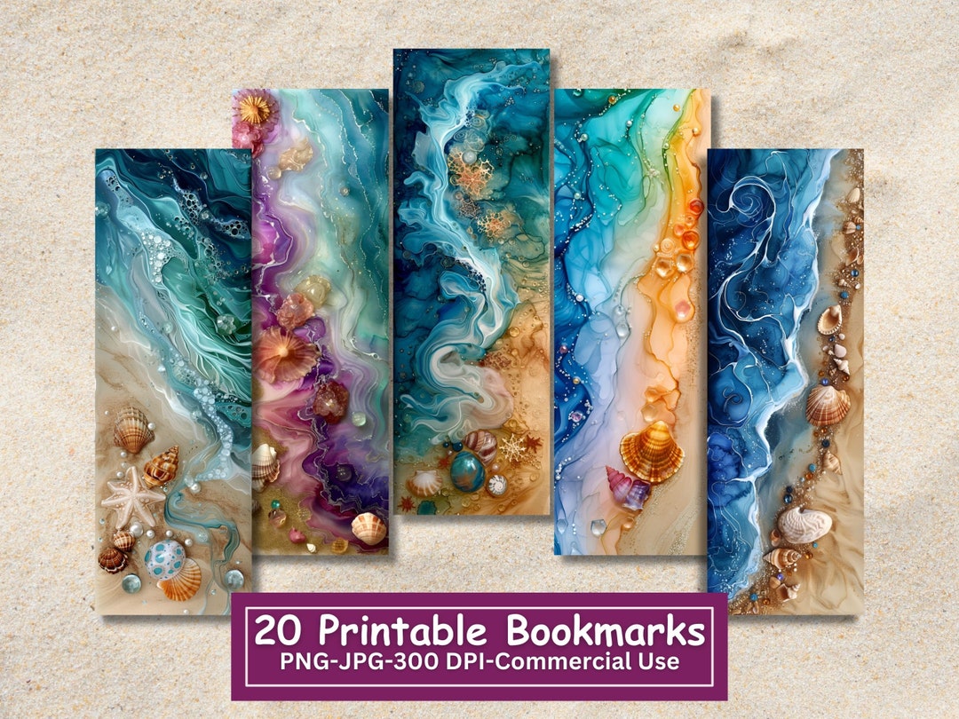 Beach Alcohol Ink Bookmarks: Summer Ocean Designs (digital Download) - Etsy
