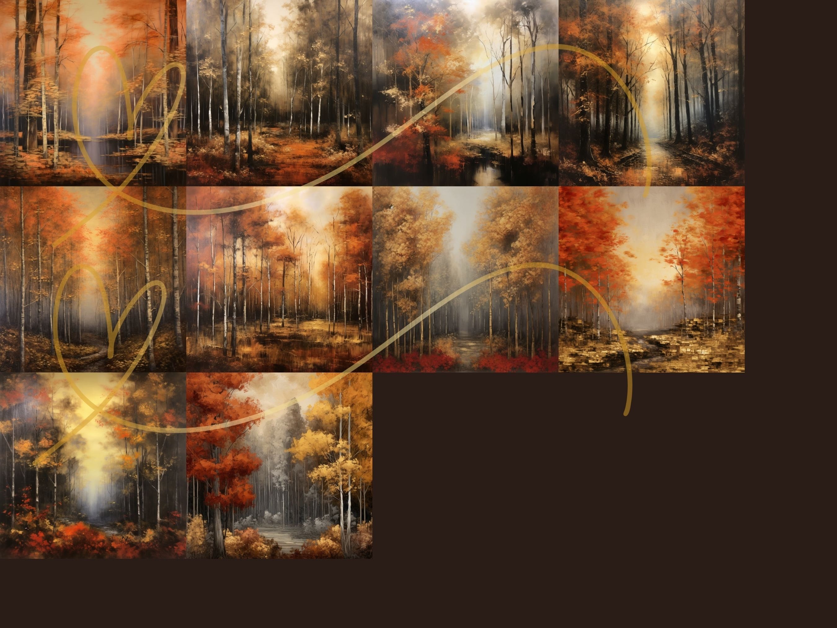 Printable Watercolor Fall Landscape Paper 26 Jpgs Fall - Etsy