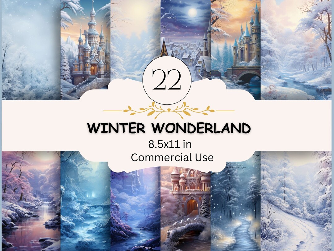 Enchanted Winter Wonderland Forest Digital Paper, Snow Forest ...