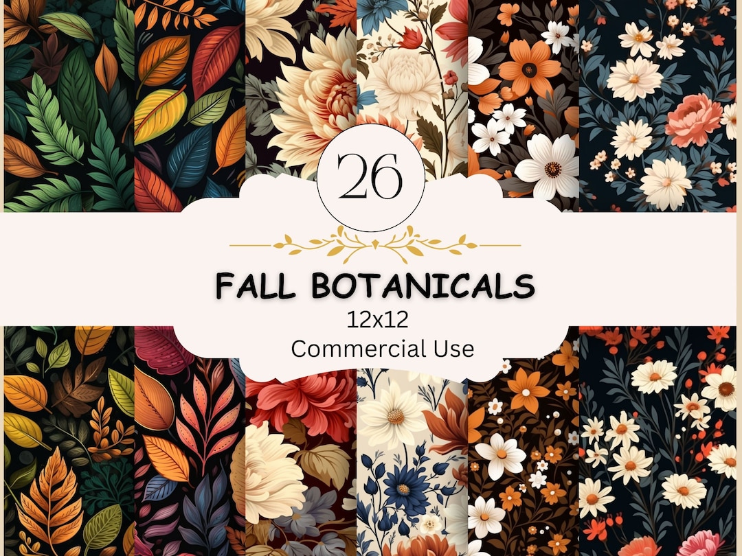 Printable Floral Fall Paper Bundle, Rustic Autumn, Watercolor Fall ...