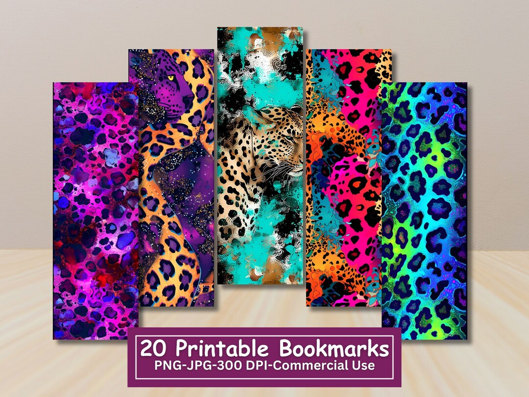 Fantasy Animal Print Bookmarks Bundle, Set of 20 PNG/JPG, Colorful ...