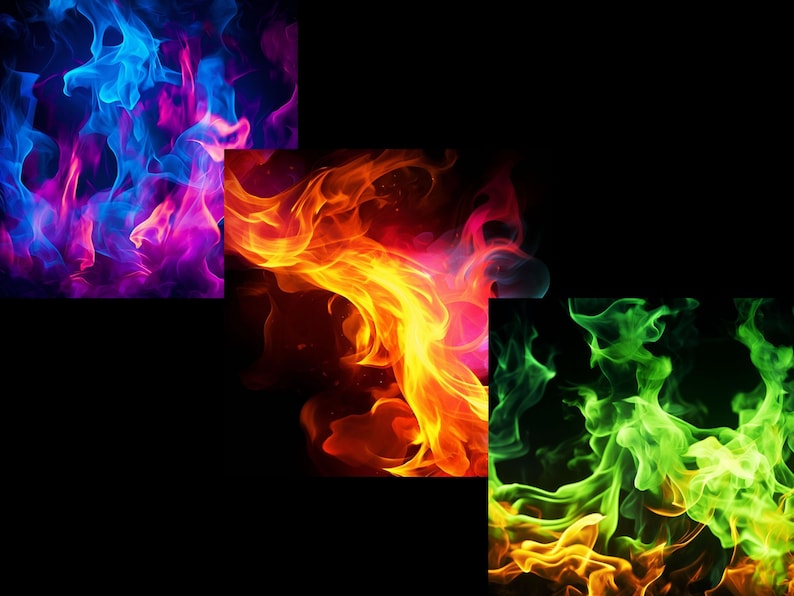 Rainbow Fire Background Textures: Ombre Flame Digital Paper (digital ...