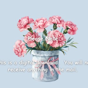 Watercolor Pink Carnations Clipart Bundle, 47 PNG Images, Commercial ...