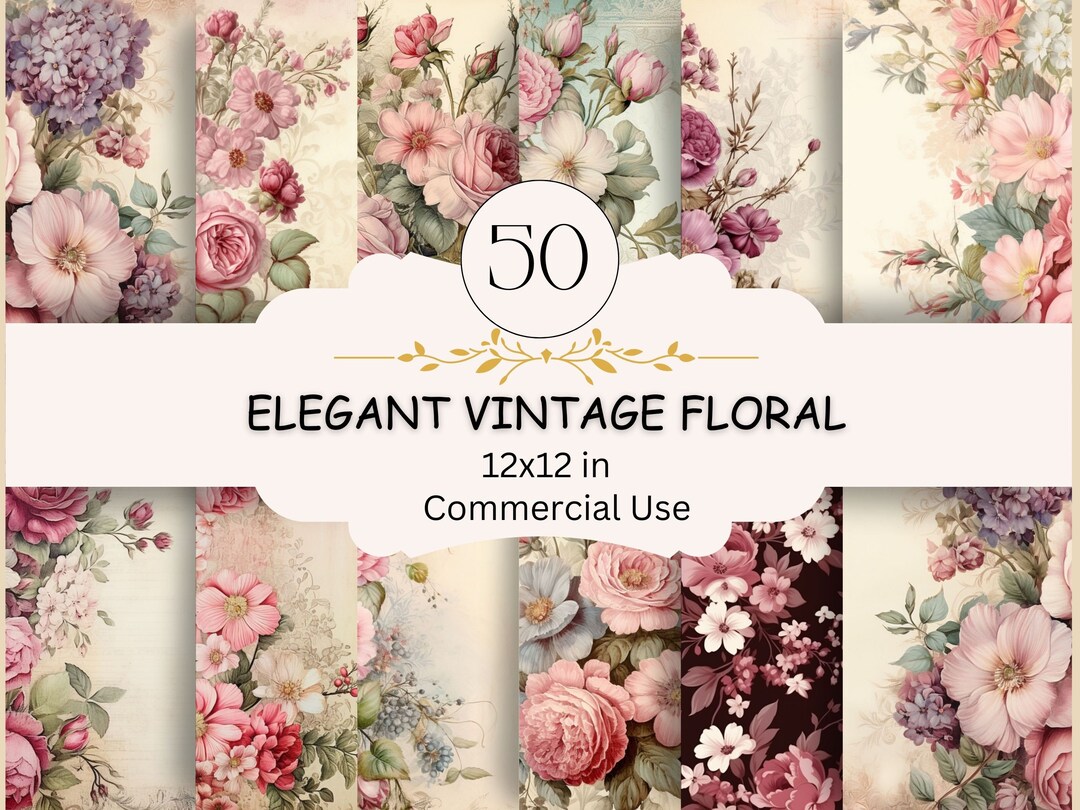 Vintage Floral Digital Paper: Shabby Chic Scrapbooking (digital ...