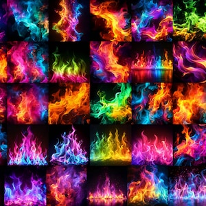 Rainbow Fire Background Textures: Ombre Flame Digital Paper (digital Download) - Etsy