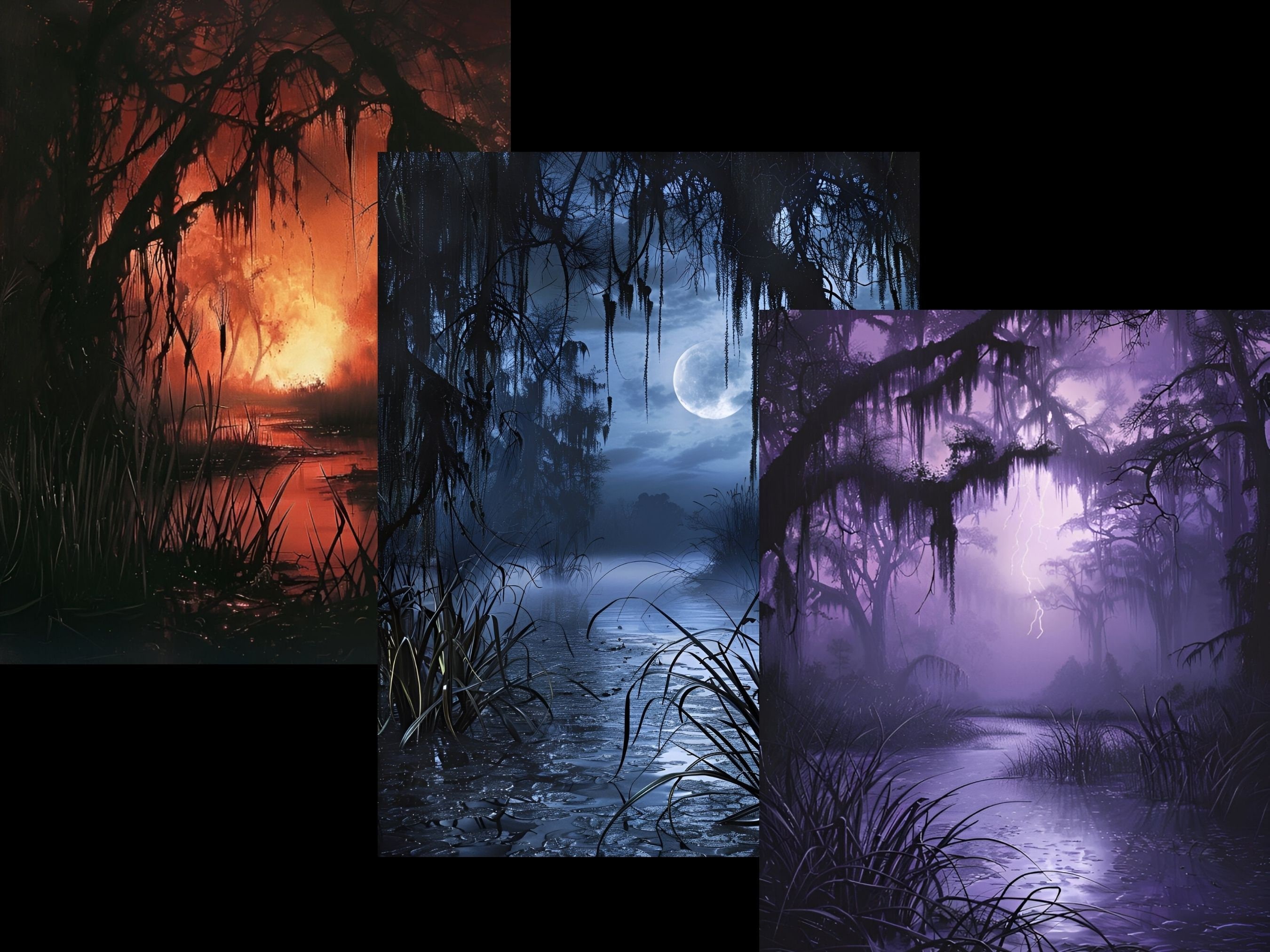 Fantasy Swamp Digital Paper: Gothic Forest Backgrounds (digital ...
