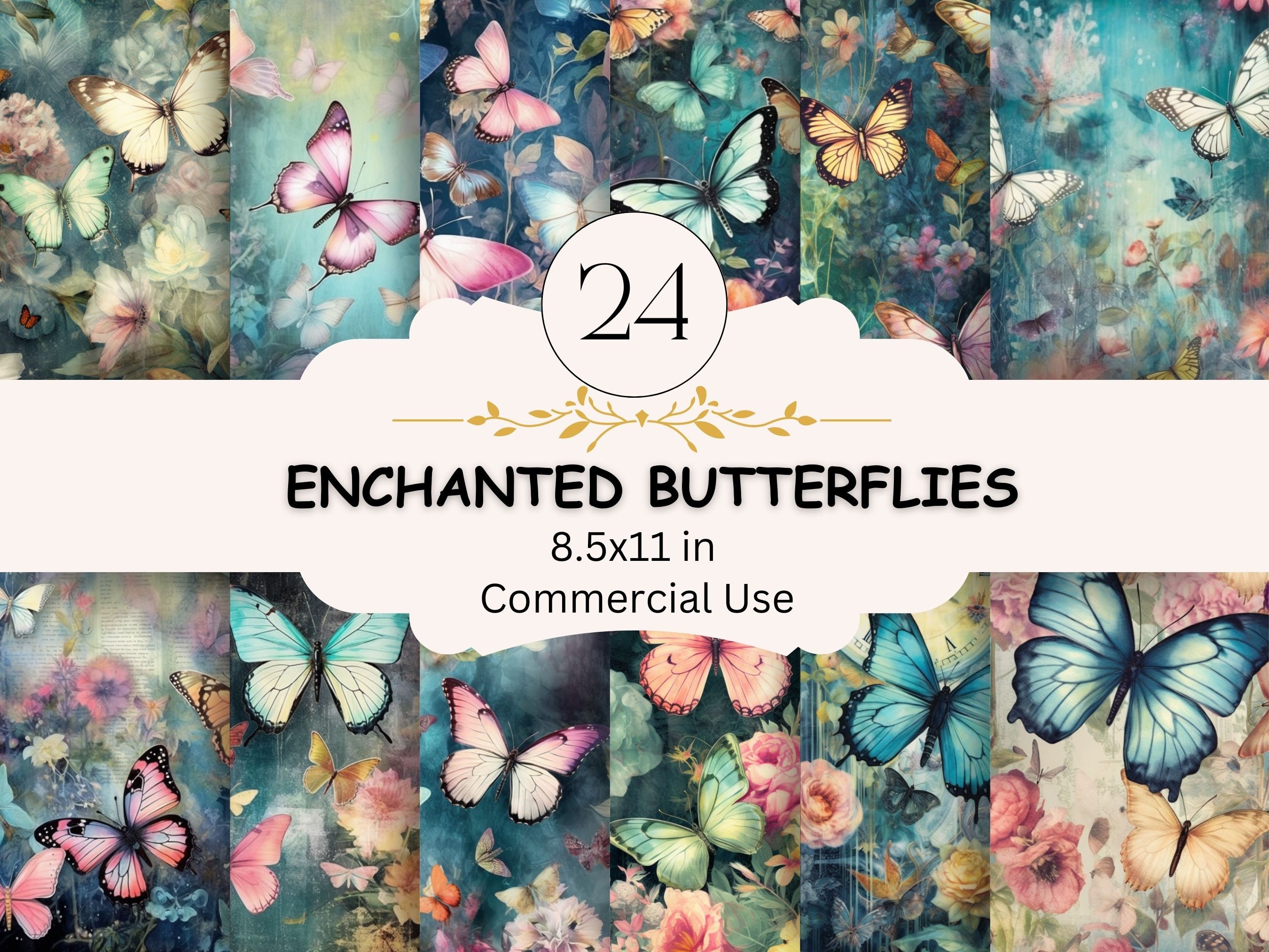 Printable Enchanted Butterfly Digital Paper Bundle Enchanted - Etsy