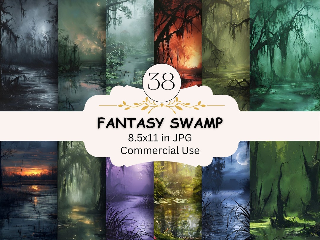 Fantasy Swamp Digital Paper: Gothic Forest Backgrounds (digital ...