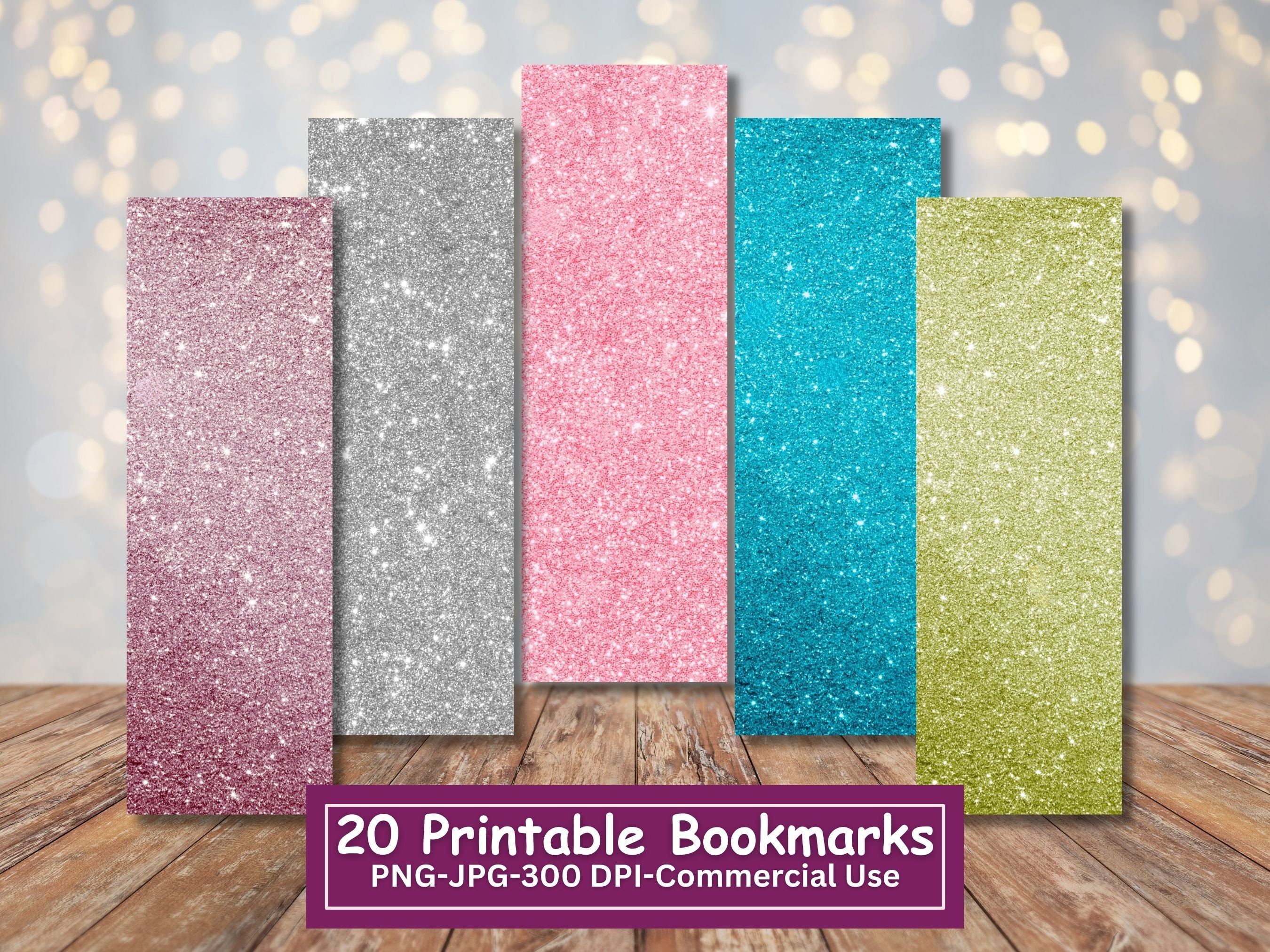 Glitter Texture Printable Bookmarks Bundle, Set of 20 PNG/JPG ...