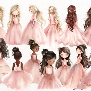 Pink Princess Watercolor Clip Art Bundle, 53 PNG Set Plus Bonus ...