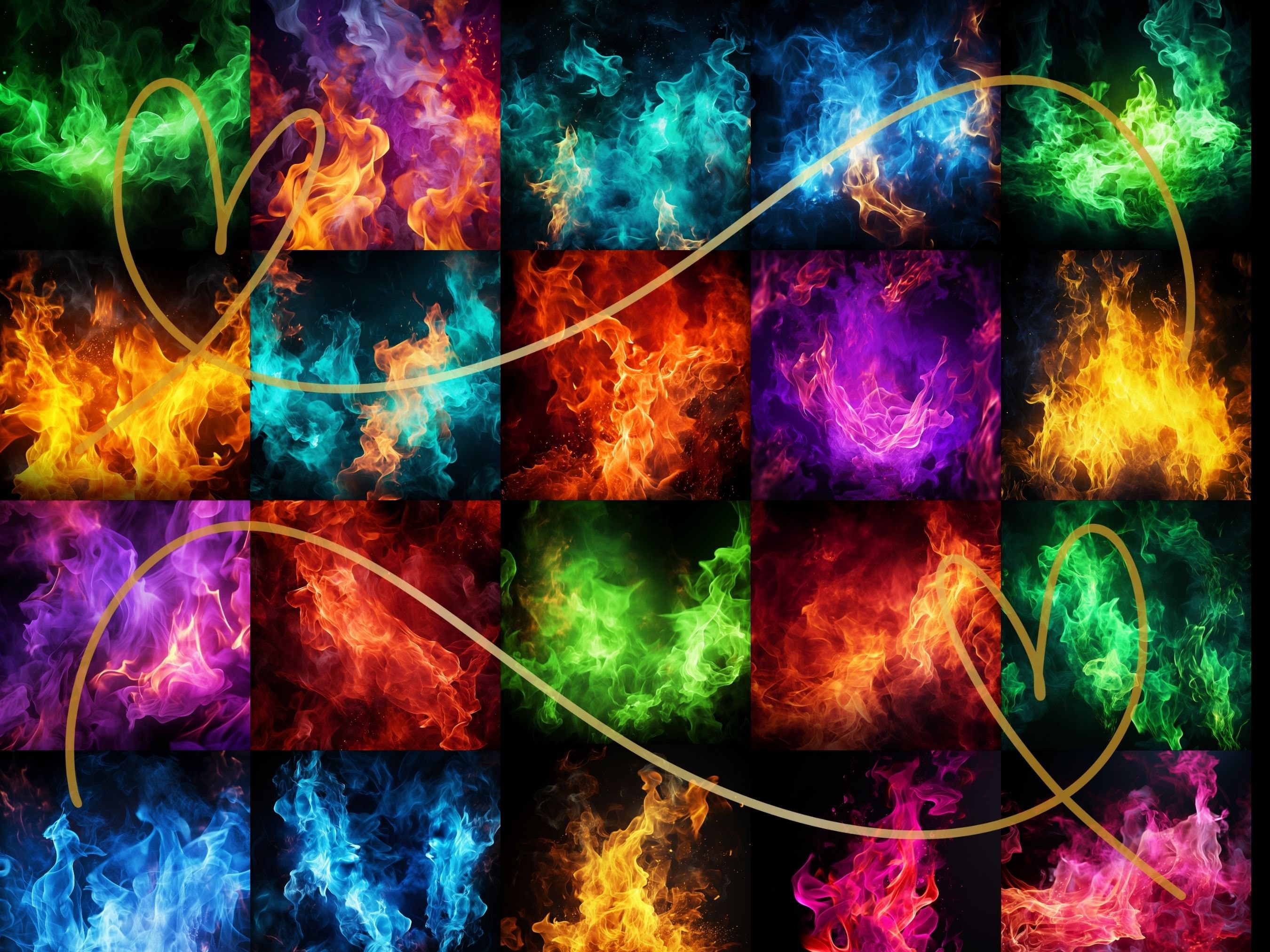 Neon Fire Background Textures: Rainbow Flames Digital Paper (digital ...