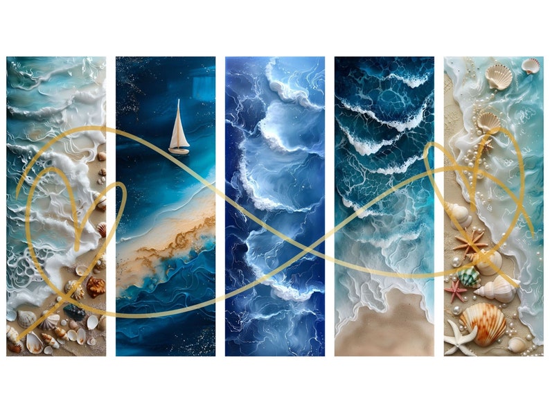 Nautical Bookmarks: Sailboat Ocean Art, Beach Theme (digital Download ...